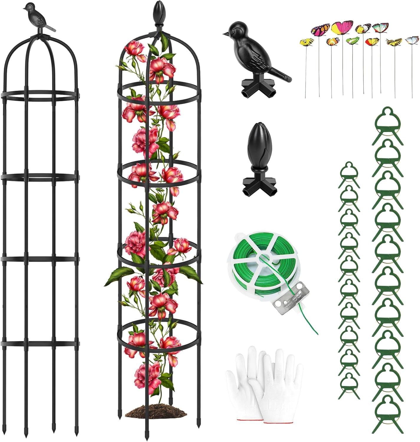 2 Pack Garden Obelisk Trellis for Climbing Plants Outdoor, 6.6FT Tall ...