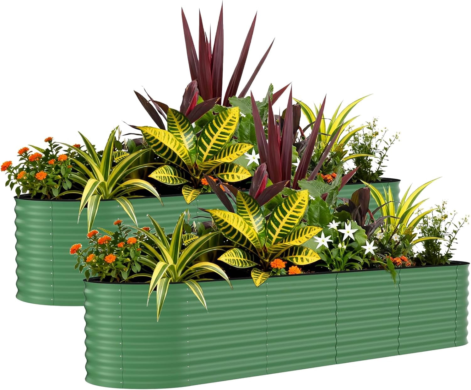 2 Pack Garden Raised Garden Bed Kits, 8x4x2ft Metal Raised Planter Bed ...