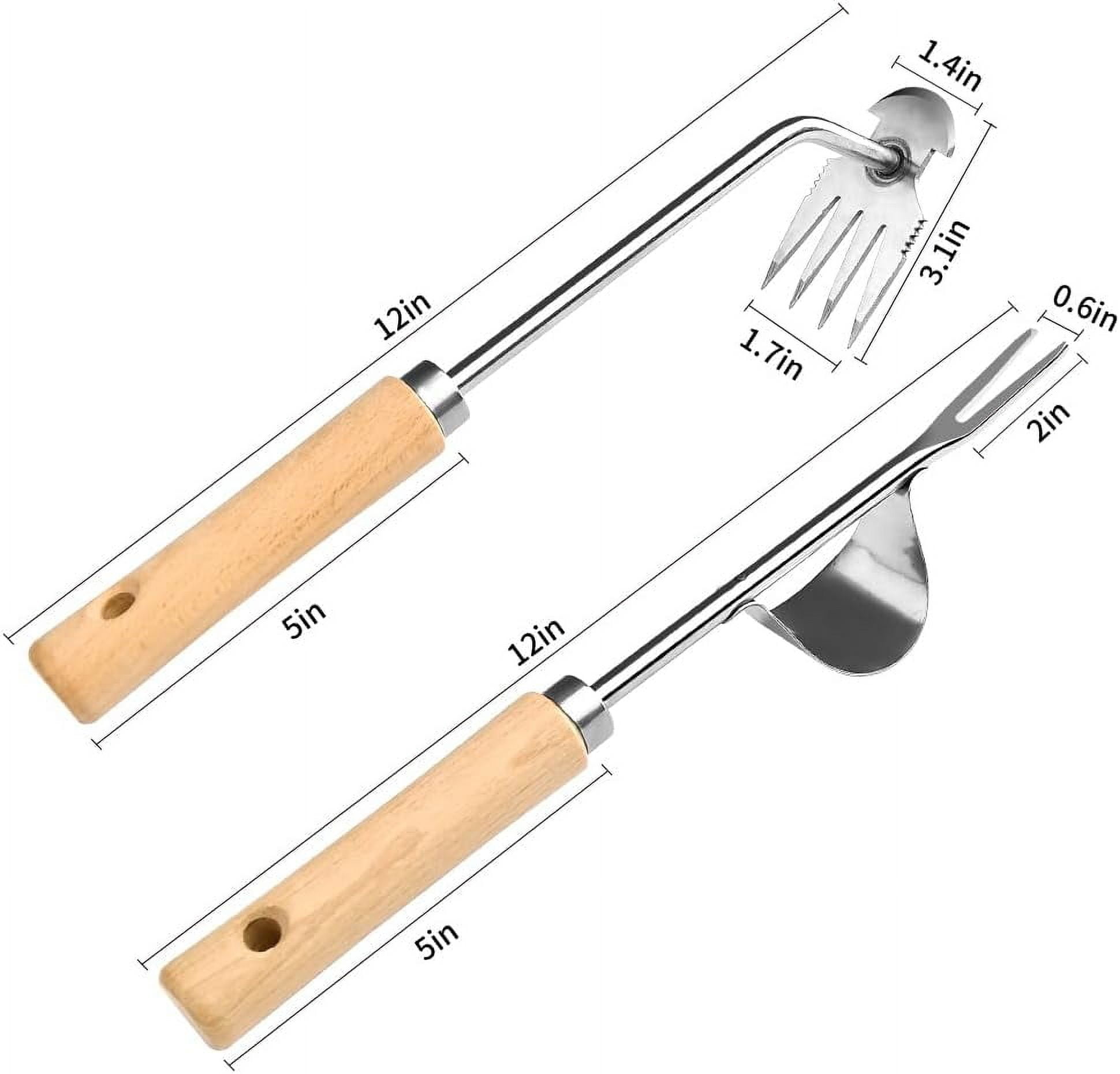 2 Pack Garden Weeding Tools | Stainless Steel Weeder Set with Ergonomic ...