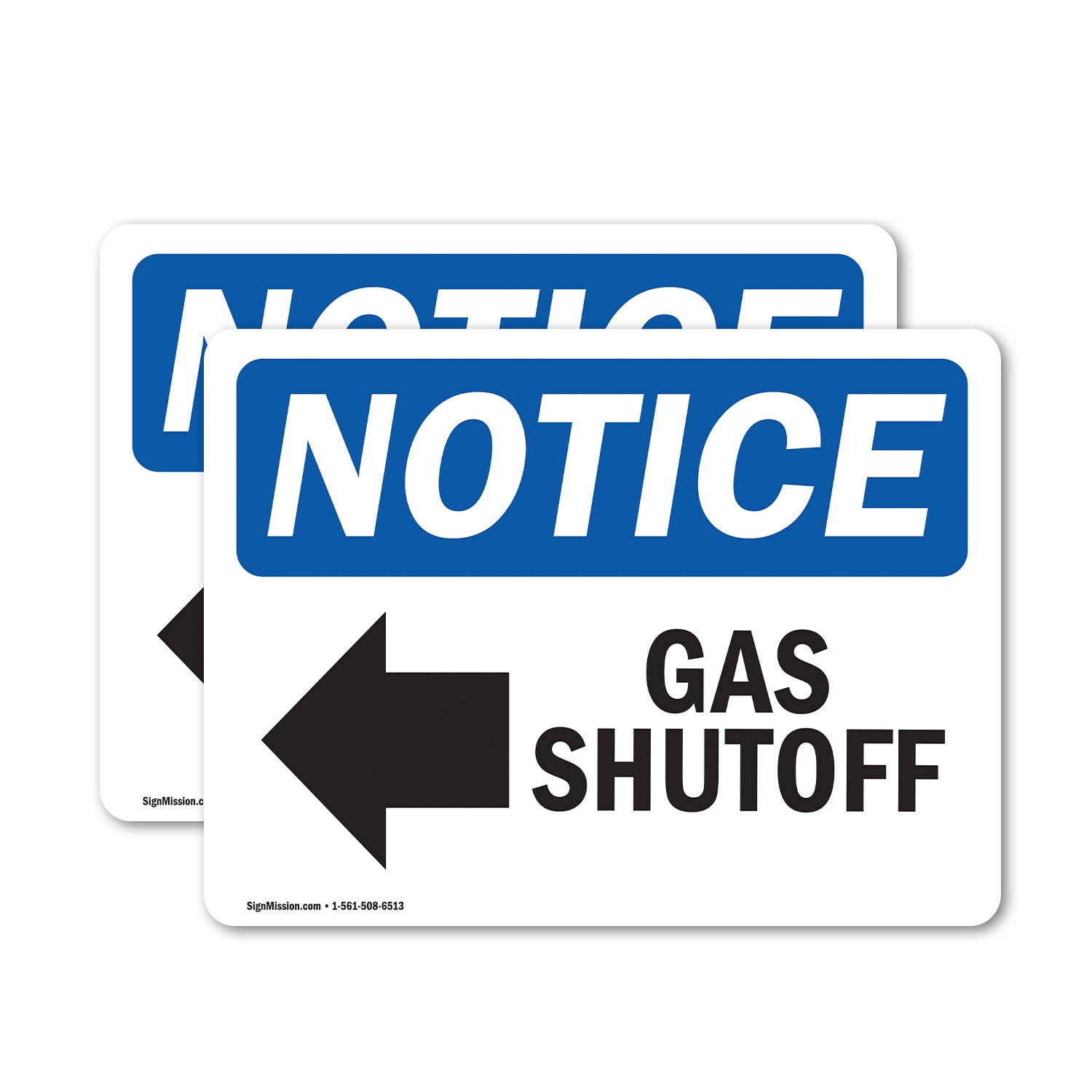 (2 Pack) Gas Shutoff [Left Arrow] Sign - Walmart.com