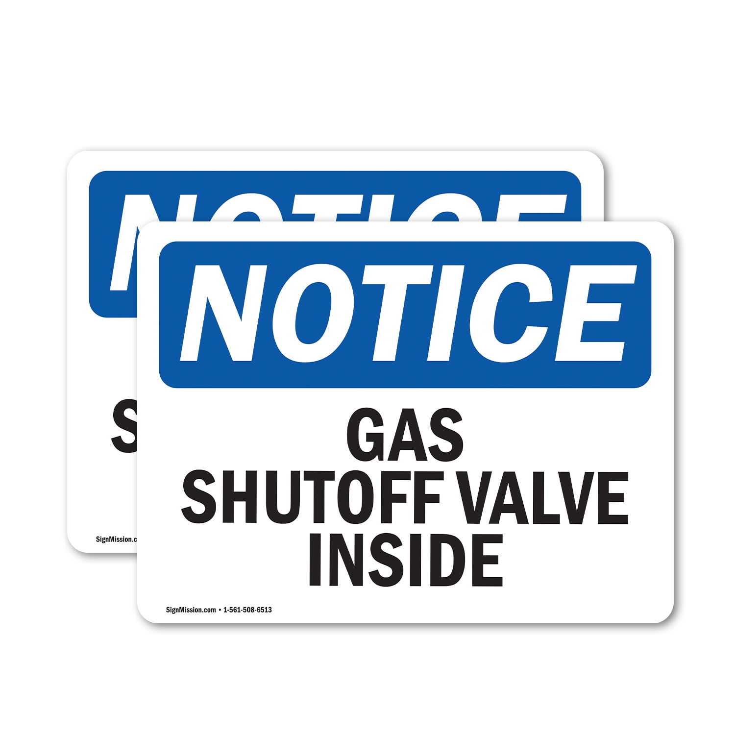 (2 Pack) Gas Shutoff Valve Inside OSHA Notice Sign 14 Inch X 10 Inch ...