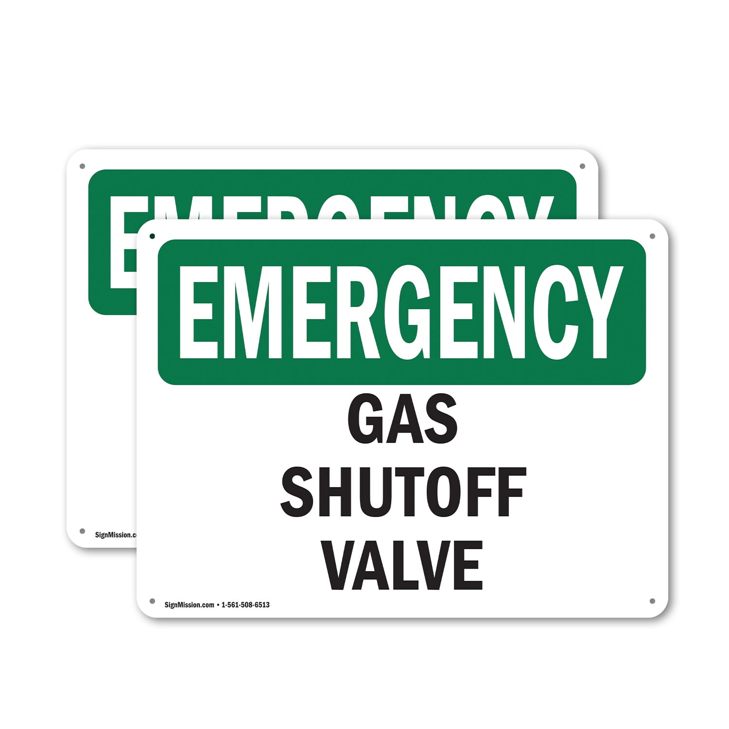 (2 Pack) Gas Shutoff Valve OSHA Emergency Sign 18 Inch X 12 Inch Indoor ...