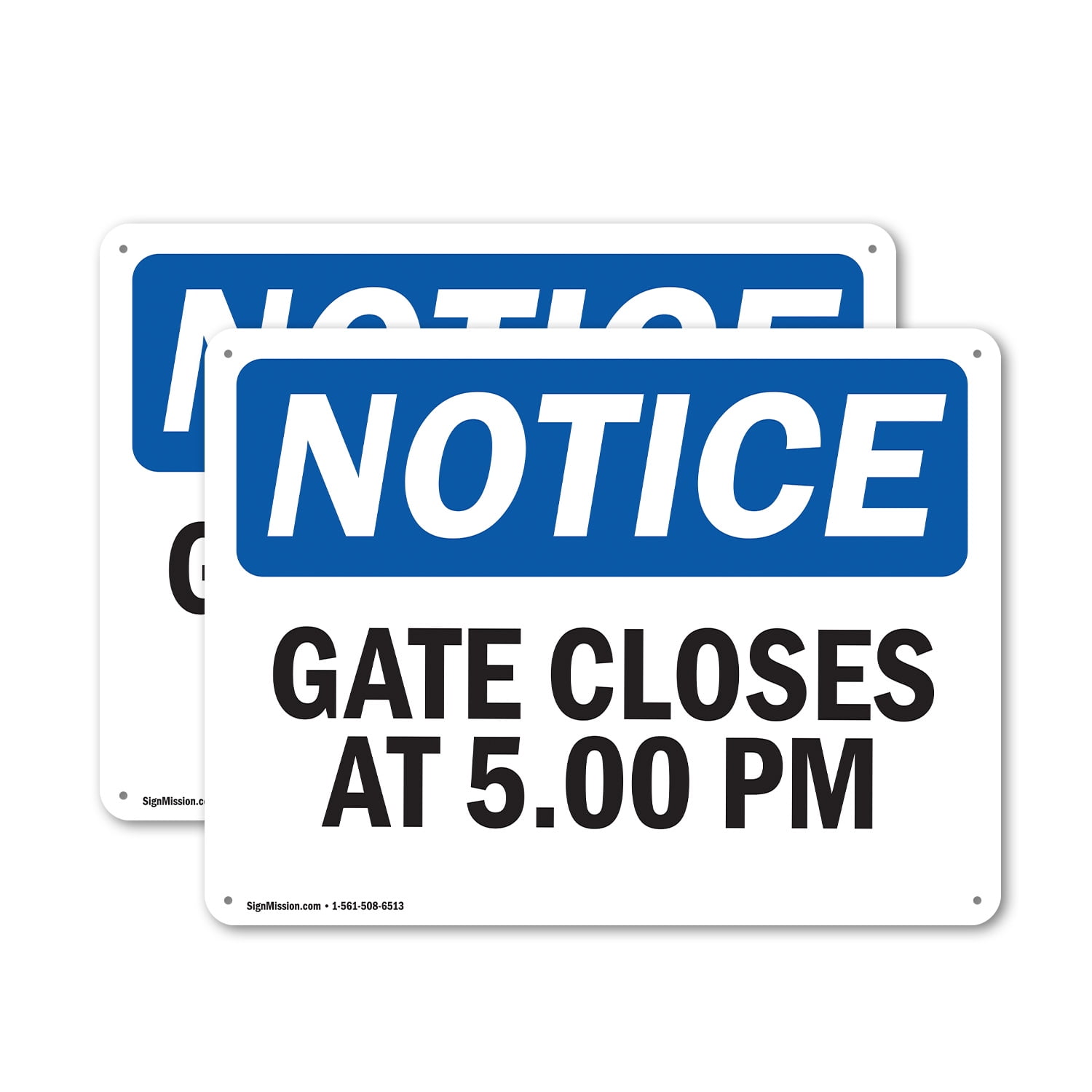 (2 Pack) Gate Closes At 5 00 PM OSHA Notice Sign 18 Inch X 12 Inch ...