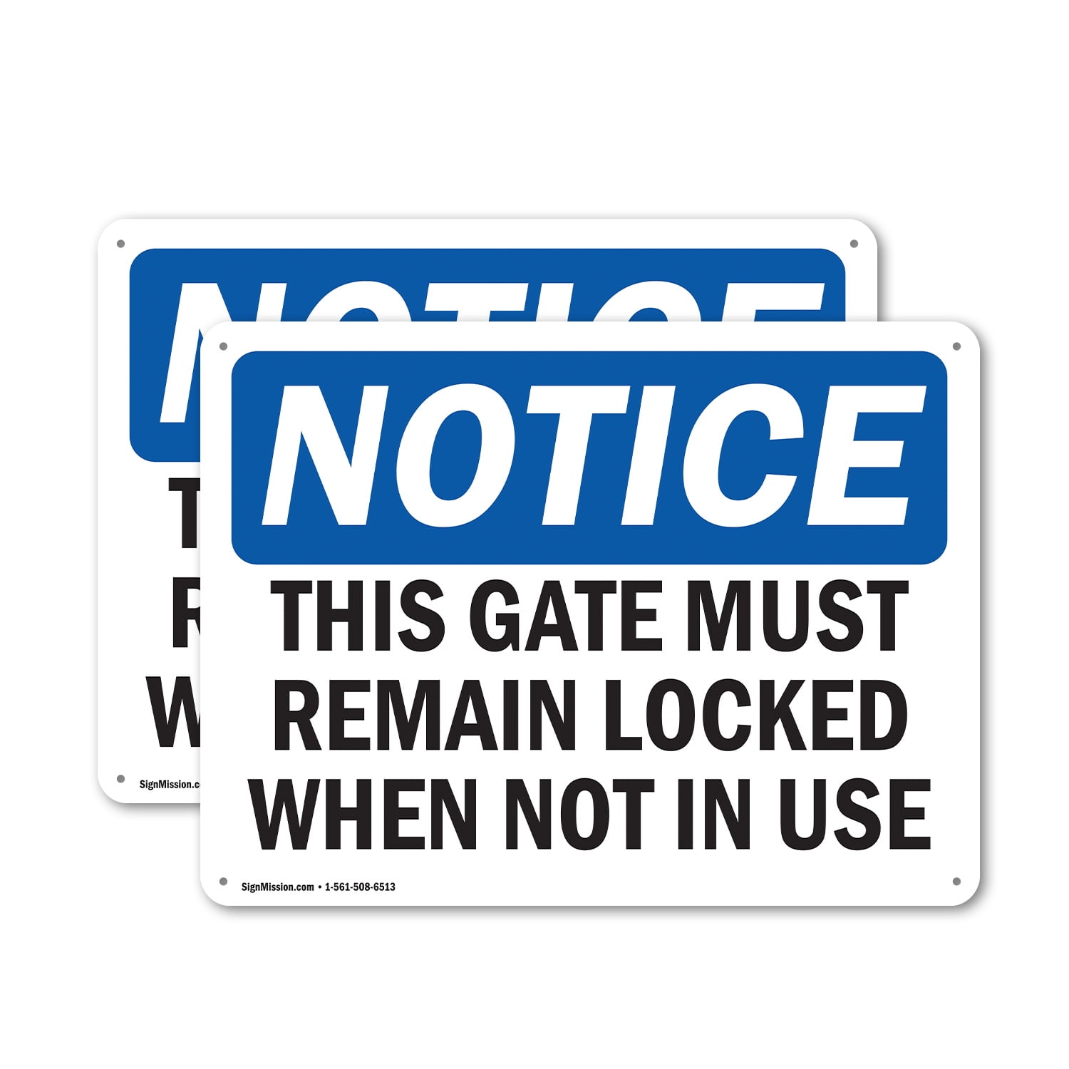 (2 Pack) This Gate Must Remain Locked When Not In Use OSHA Notice Sign ...