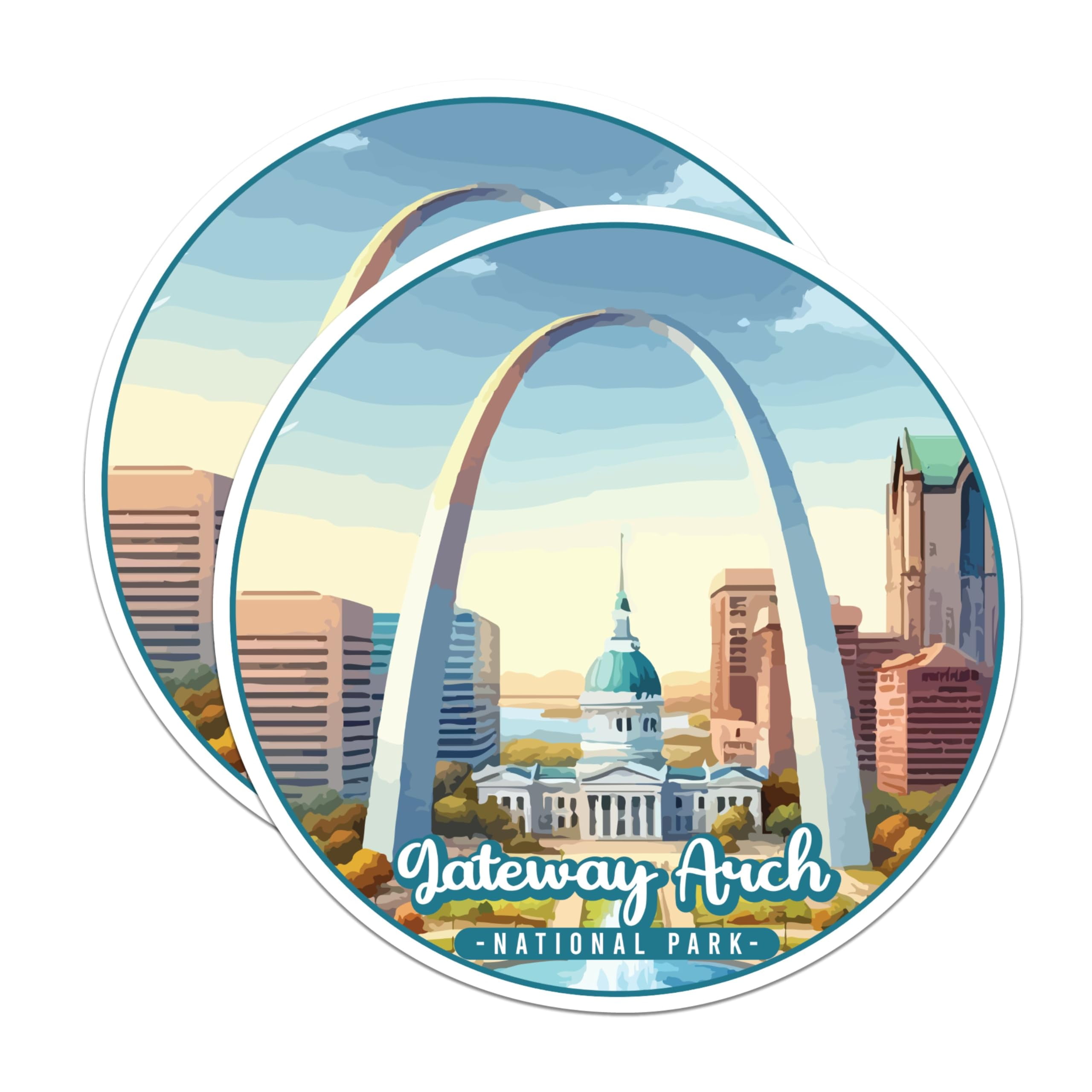 (2 Pack) Gateway Arch National Park Bumper Sticker - US National Park ...
