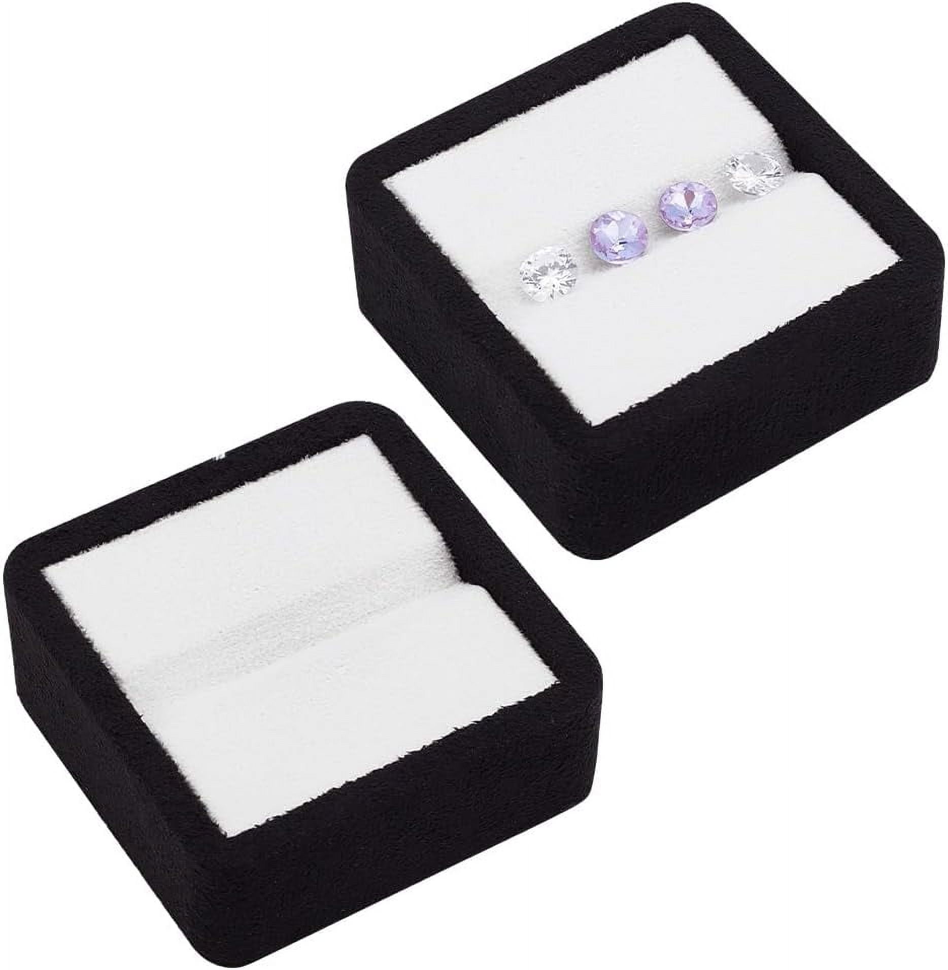 2 Pack Gemstone Display Box Velvet Diamond Display Case Black White ...