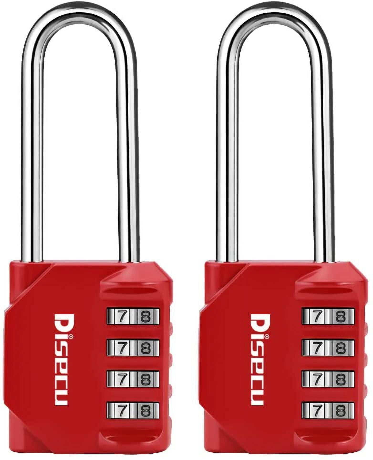 2 Pack General 2.6 Inch Long Shackle Combination Lock, 4 Digit Outdoor ...