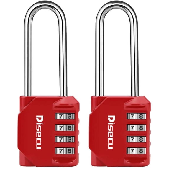 2 Pack General 2.6 Inch Long Shackle Combination Lock, 4 Digit Outdoor ...