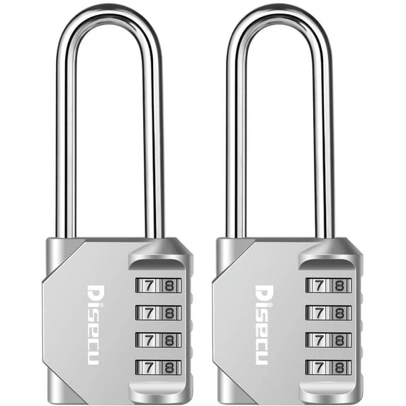 2 Pack General 2.6 Inch Long Shackle Combination Lock, 4 Digit Outdoor ...