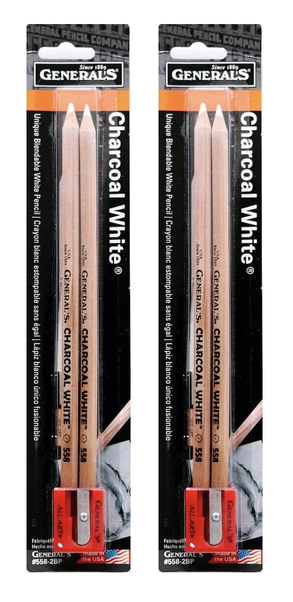2-Pack - General Pencil Charcoal White Pencils 2/Pkg-2b (Total of 4 ...