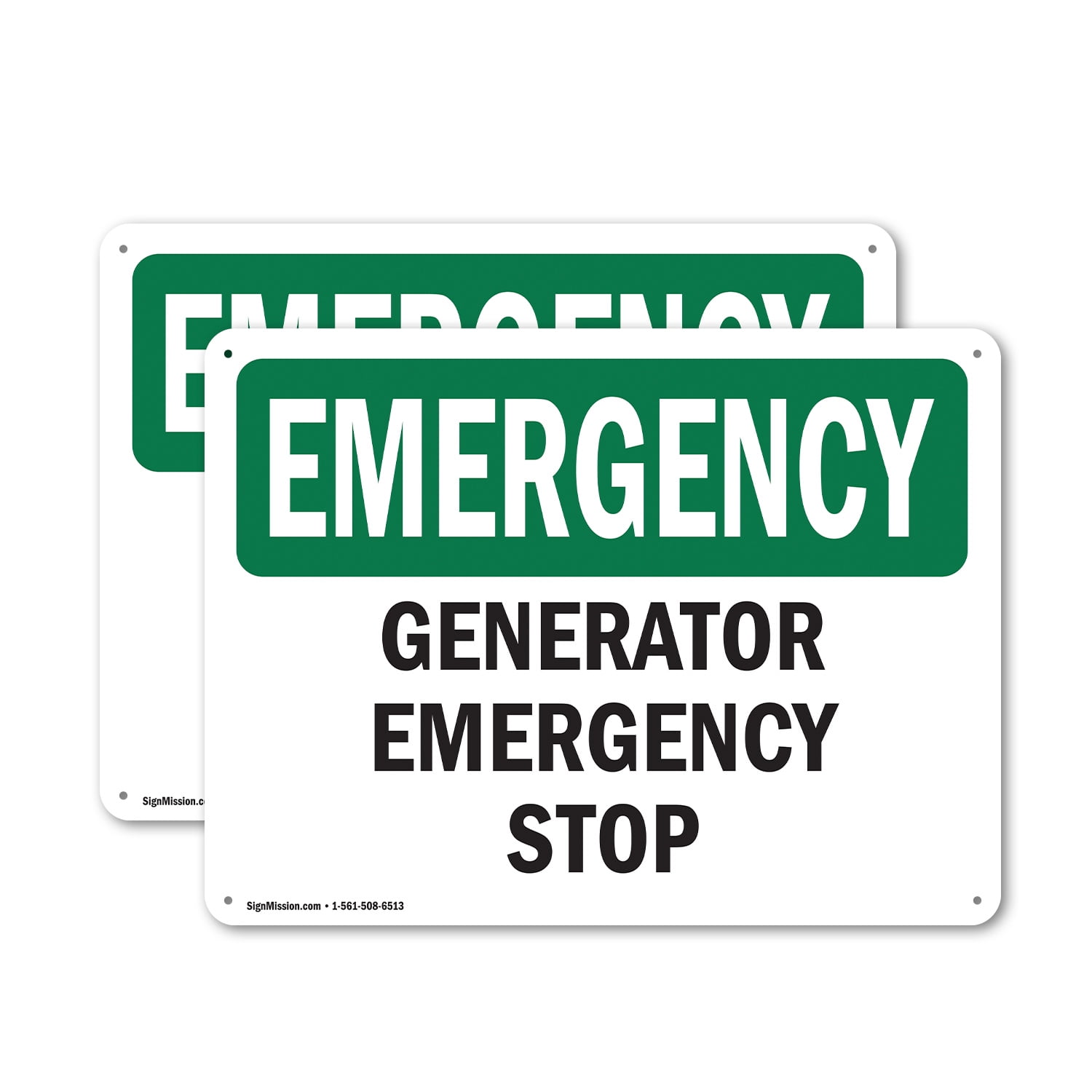 (2 Pack) Generator Stop OSHA Emergency Sign 18 Inch X 12 Inch Indoor ...