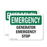 (2 Pack) Generator Stop OSHA Emergency Sign 18 Inch X 12 Inch Indoor ...
