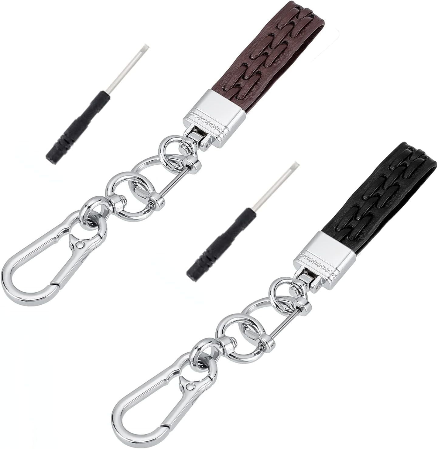 2 Pack Genuine Leather Key Holder Universal Leather Keychain Heavy Duty ...
