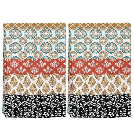 2 Pack Geometric Bohemia Kitchen Towels Stripes Brown Red and Blue ...