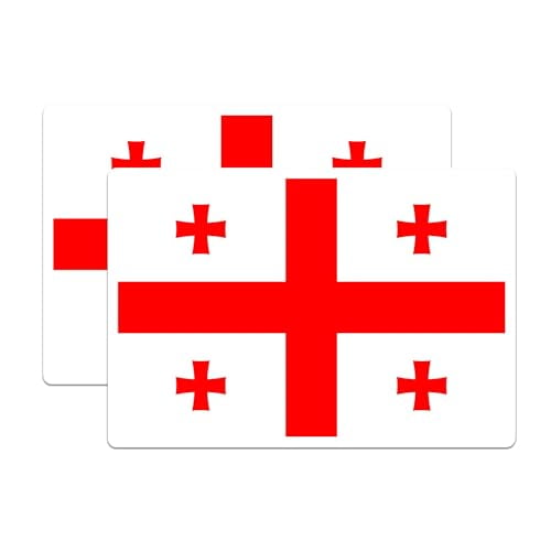 (2 Pack) Georgia World Flag Stickers - Georgian Pride - 5 Inches On ...