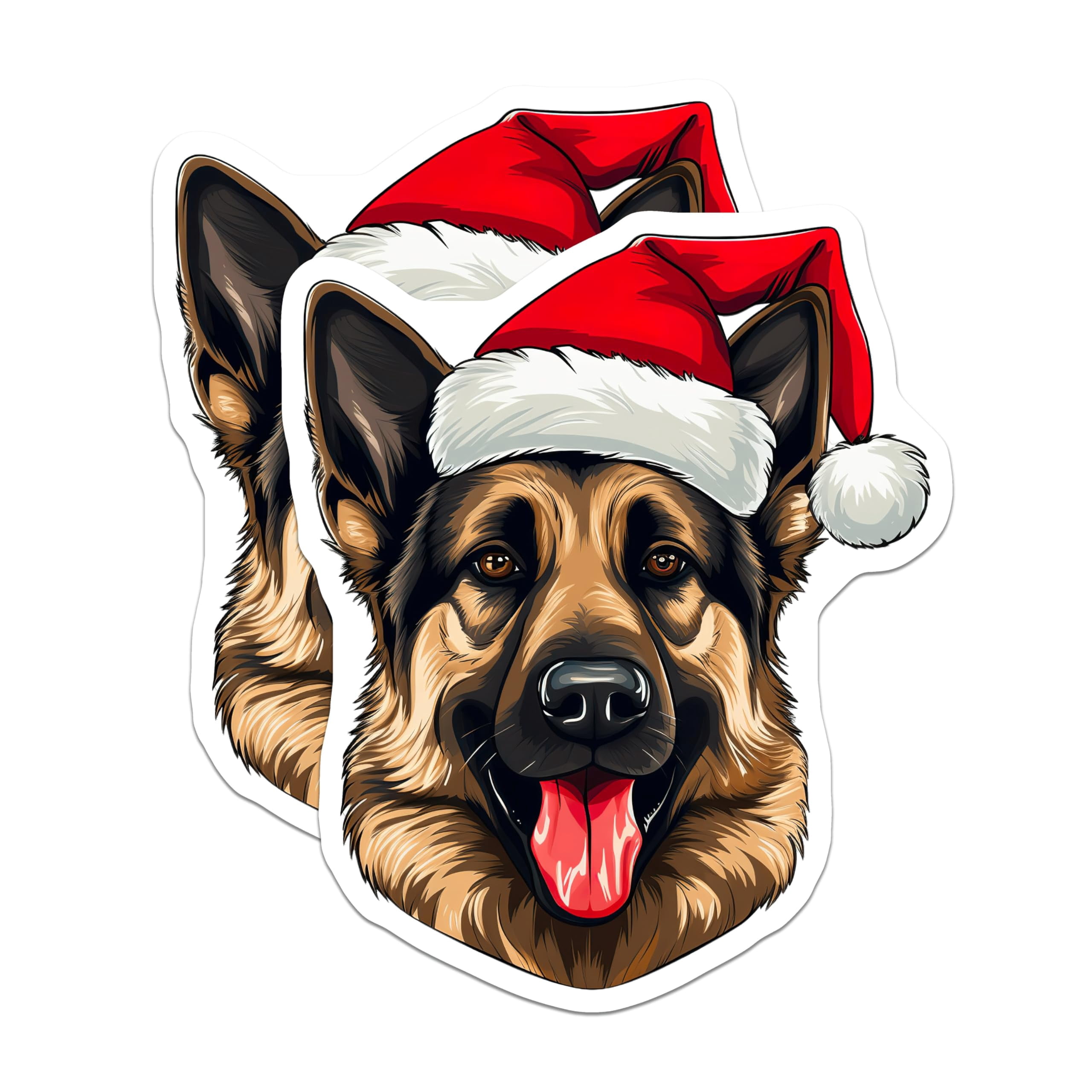 (2 Pack) German Shepherd Stickers - Christmas Dog Lover Gift - Santa ...