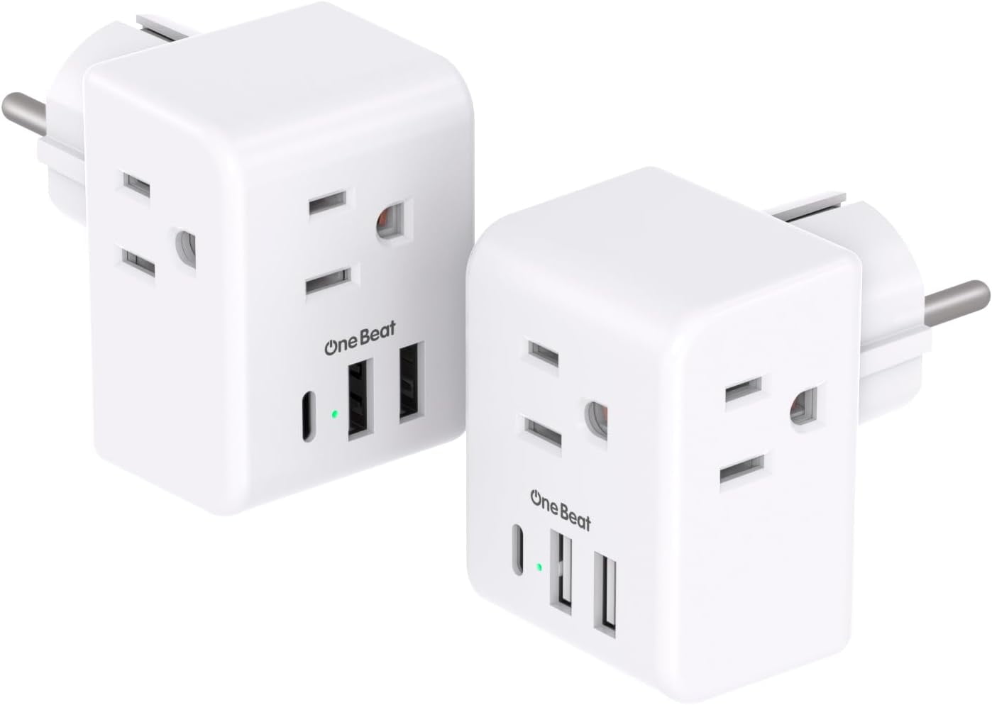 2 Pack Germany France Travel Plug Adapter with 3 Outlets 3 USB Charging ...