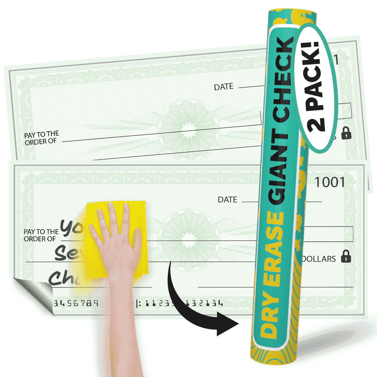 Orca Giant Checks for Presentations (2 pack) – 36"x16" Reusable Dry ...