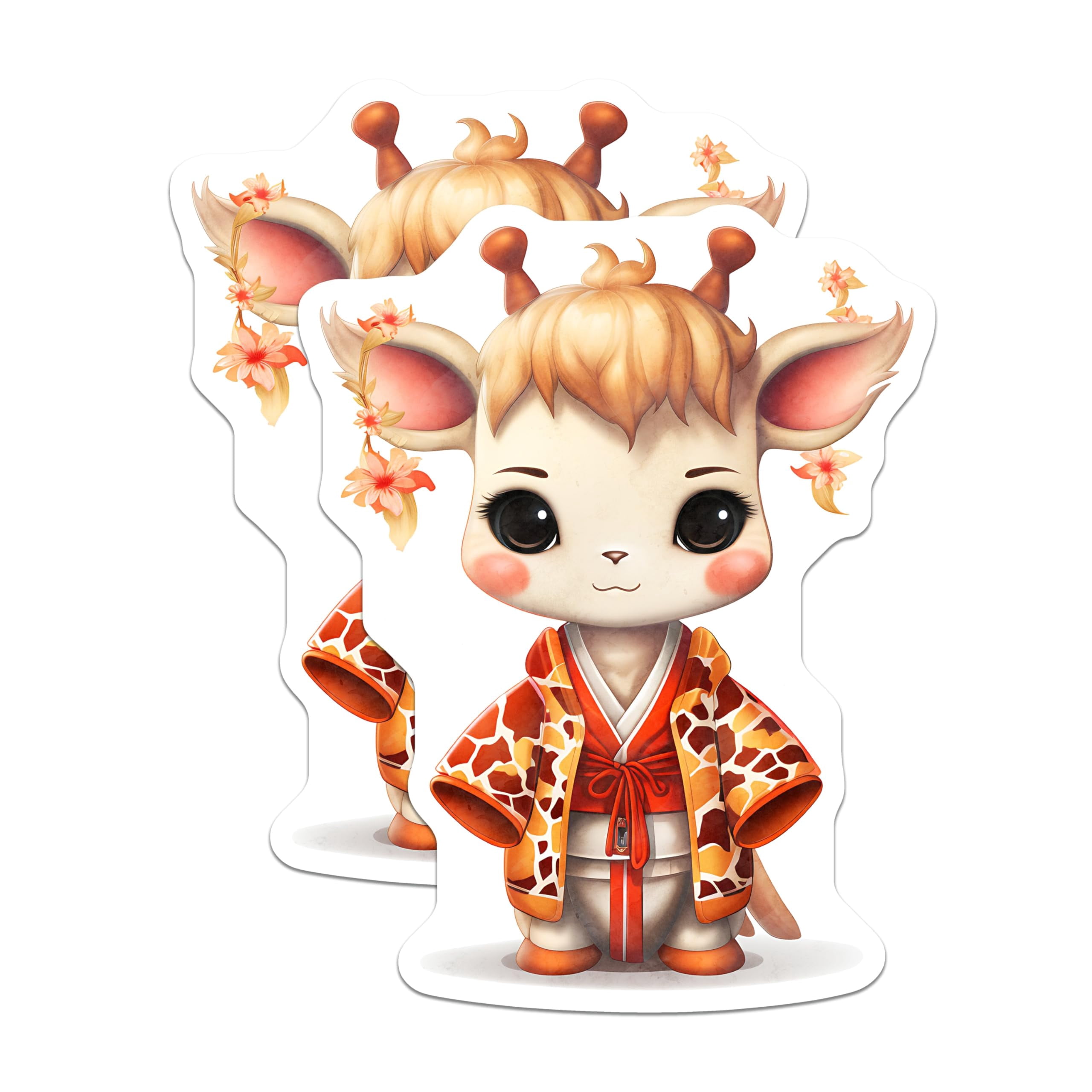 (2 Pack) Giraffe Kimono Stickers - Cute Animal Stickers - Japanese ...