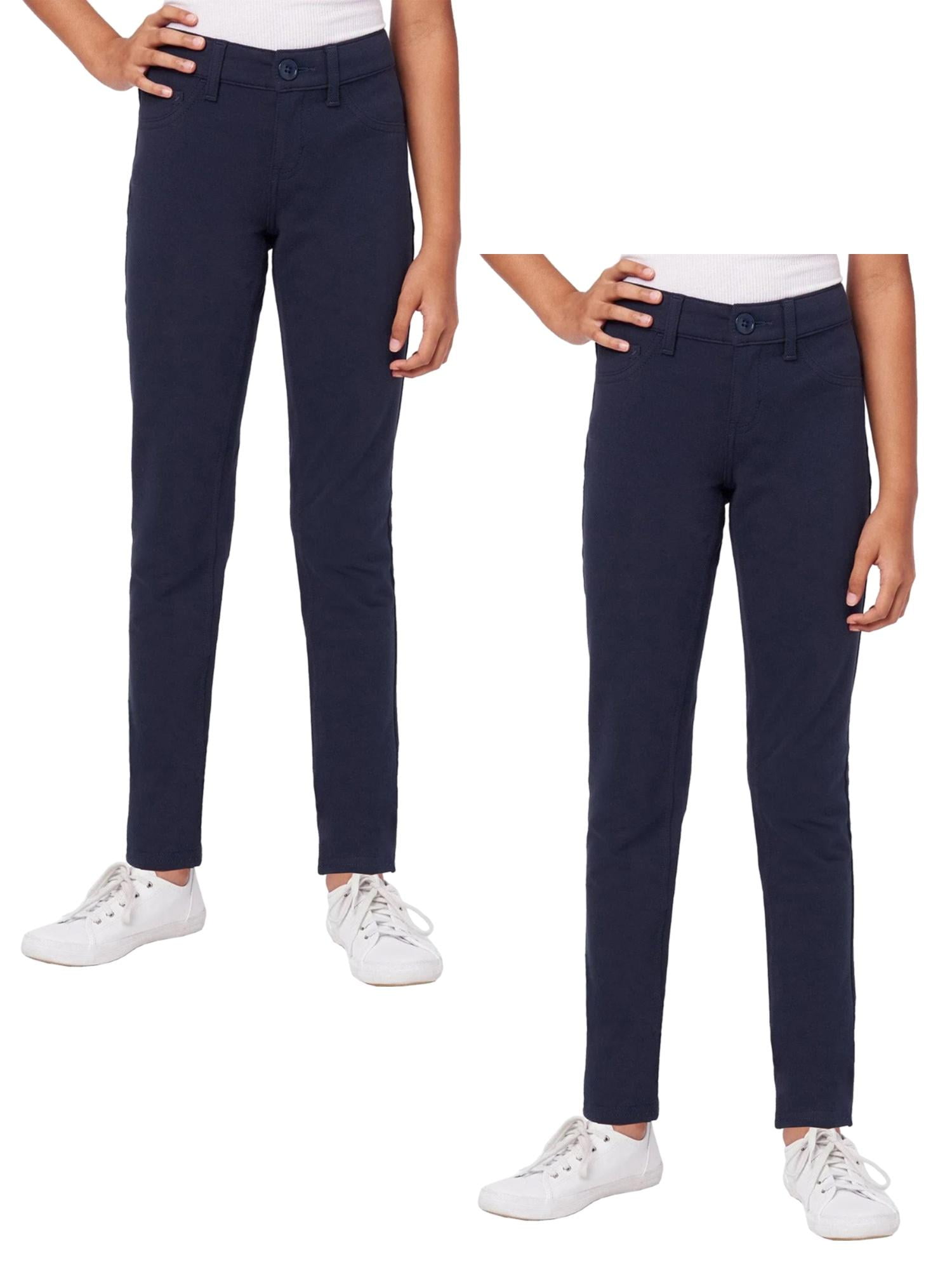 2-Pack Girl's Super Stretch Pencil Skinny Uniform Pants (4-20 ...