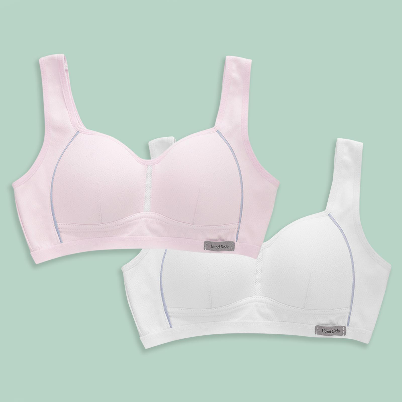 2 Pack Girls Everyday Bras Student Solid Color Comfortable Breathable ...
