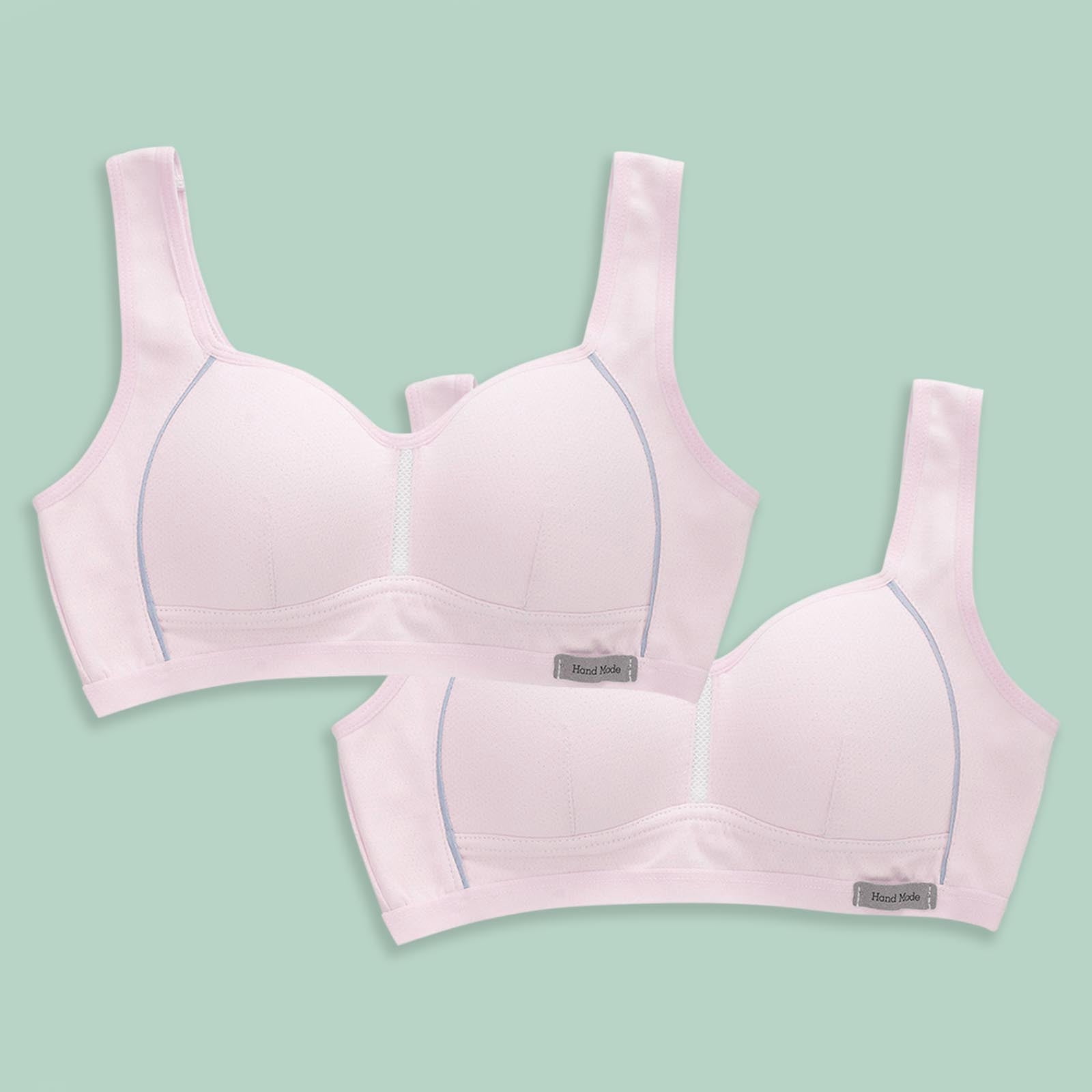2 Pack Girls Everyday Bras Student Solid Color Comfortable Breathable ...