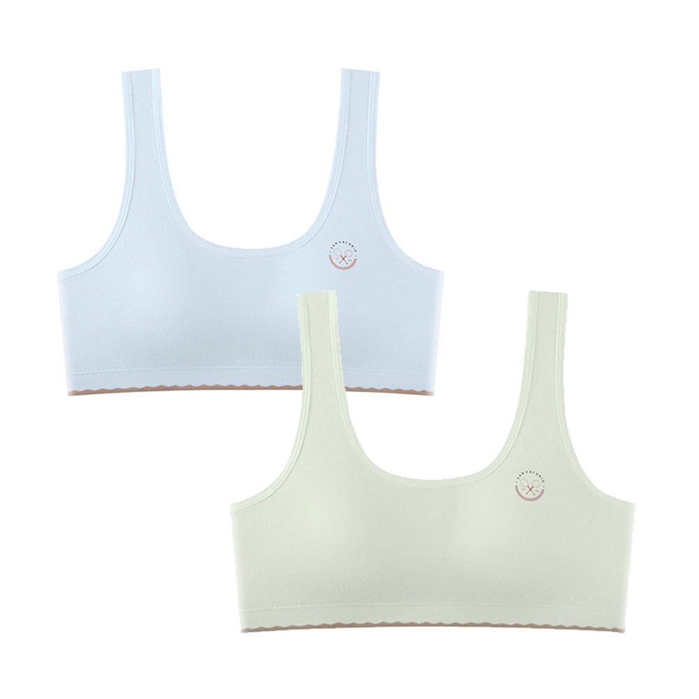 2 Pack Girls Seamless Bra Teen Bras Built-up Stretch Sports Bra Ultra ...