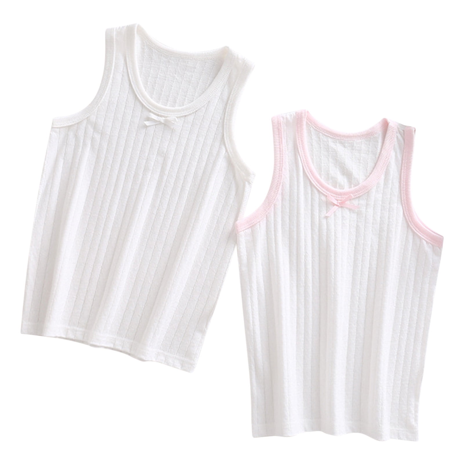 2-Pack Girls Sleeveless Tank Tops Kids Summer Solid Basic Cami Shirts ...