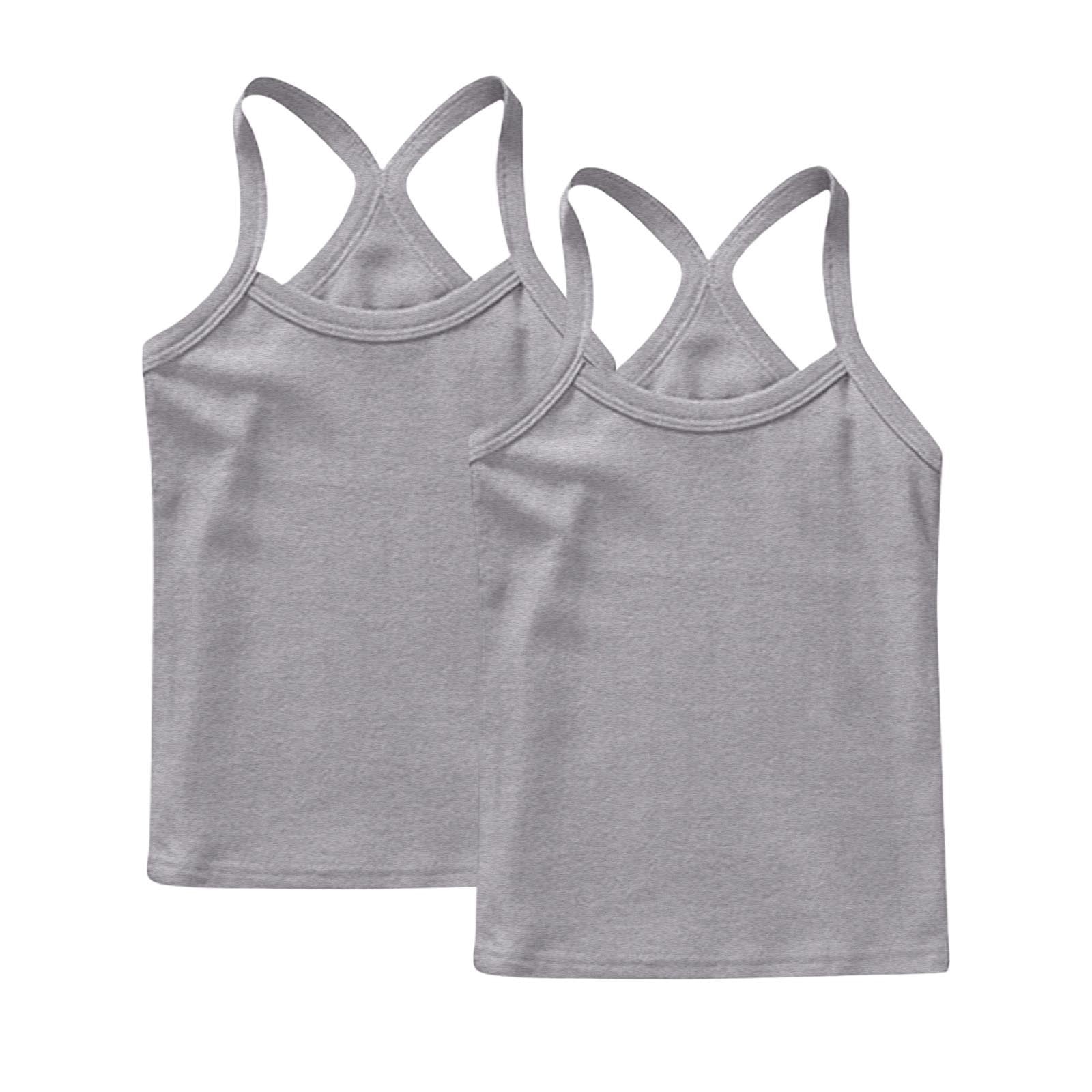 2 Pack Girls Undershirts Cotton Kids Camisole Cami Crisscross Spaghetti ...