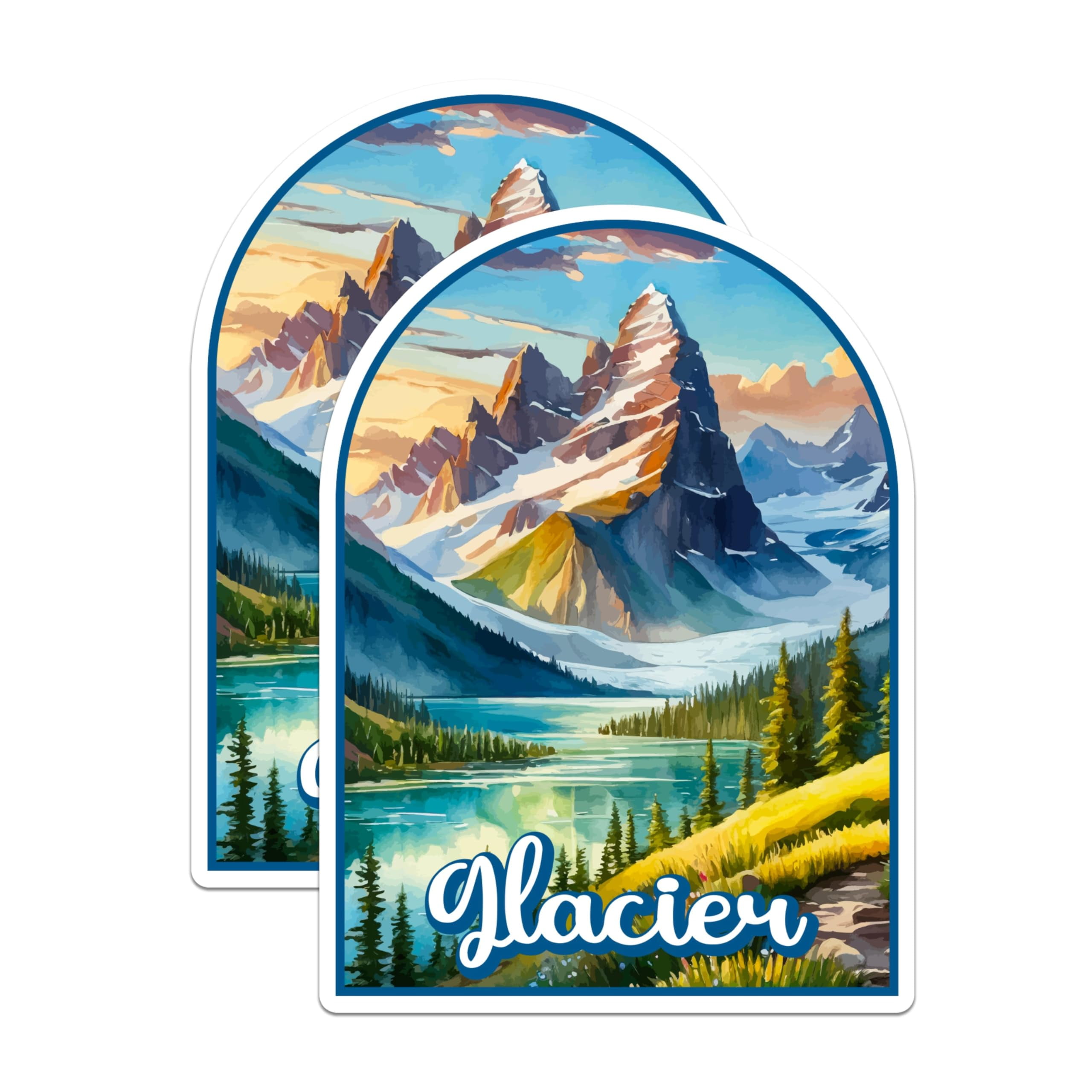 (2 Pack) Glacier National Park Bumper Sticker - US National Park ...