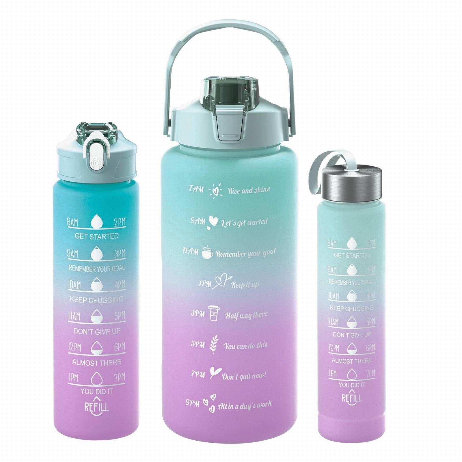 2 Pack Glass&Bottle,CodiCile Pack Of 2 Water Bottles 2 L + 750 Ml Sports Water Bottle With Time ...