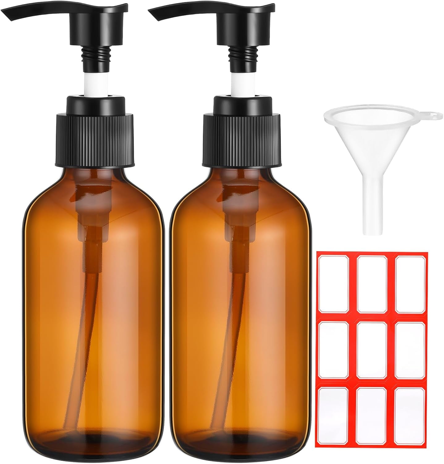 2 Pack Glass Bottles 4oz Empty Refillable Liquid Containers with 1 ...