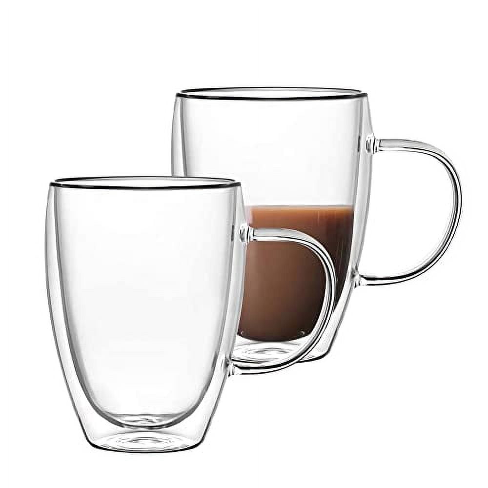 2-Pack Glass Coffee Mugs, Double Walled Insulated Layer Coffee Cups ...