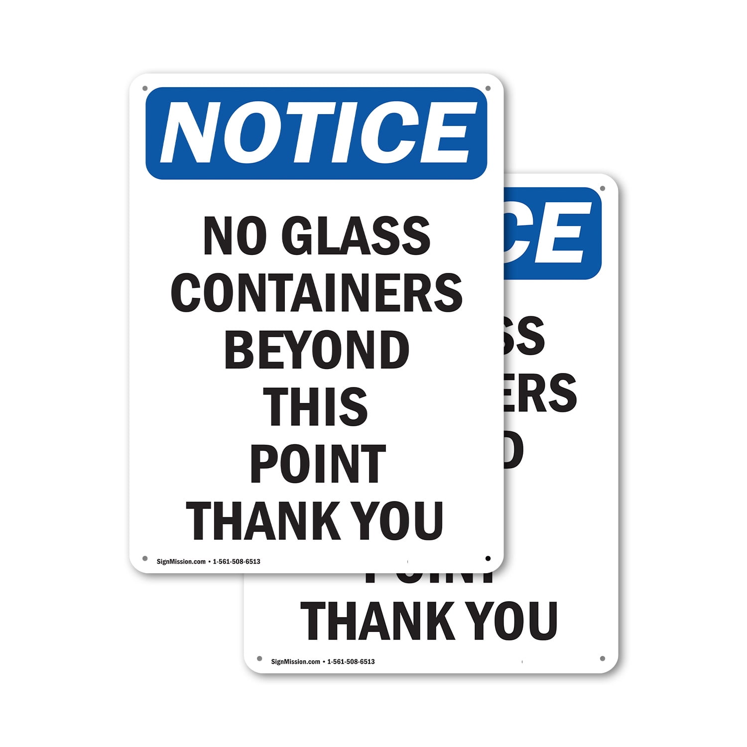 (2 Pack) No Glass Containers Beyond This OSHA Notice Sign 12 Inch X 18 ...