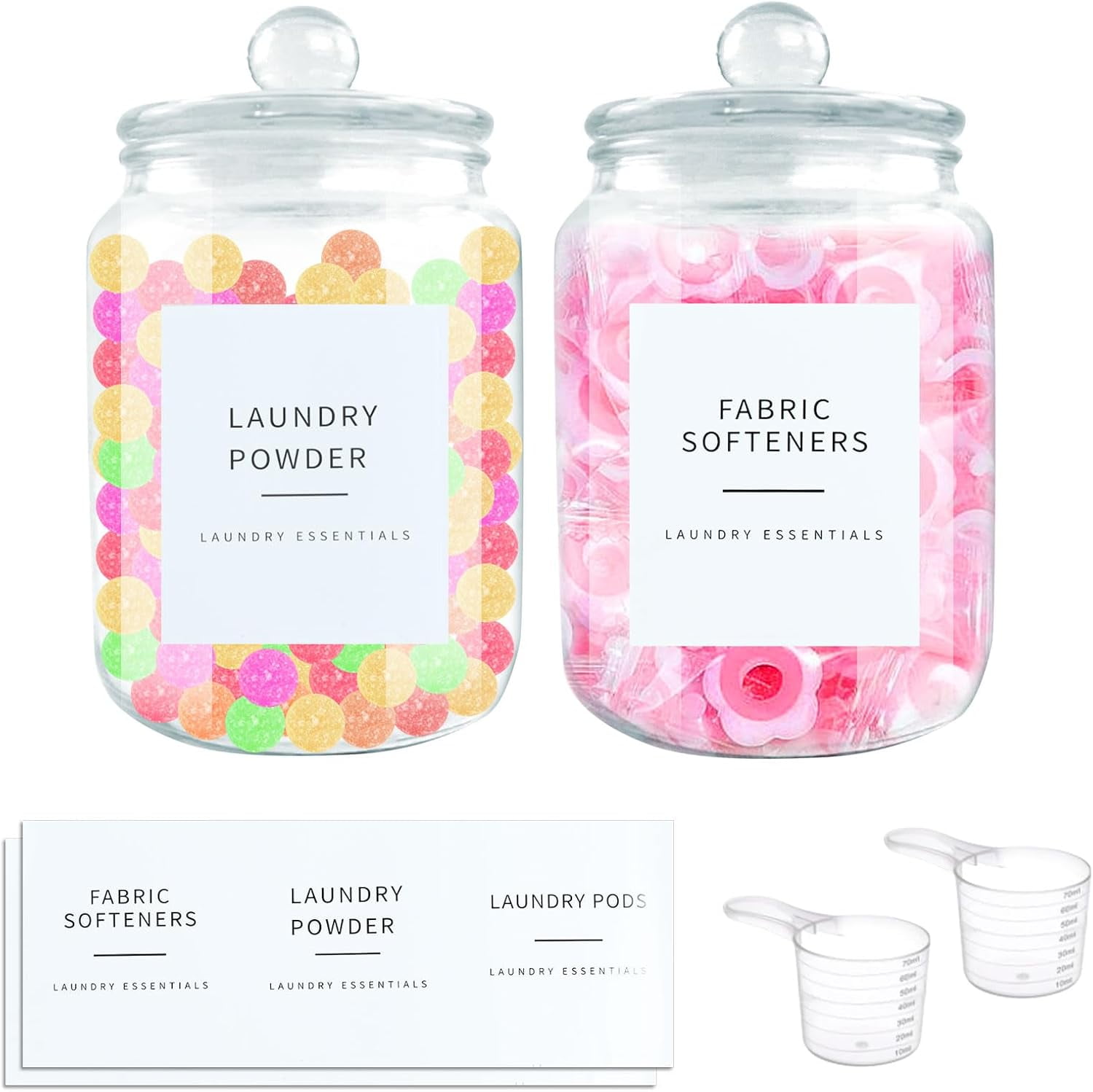 2 Pack Glass Jars for Laundry Room Organization, 1/2 Gallon Glass Jar ...