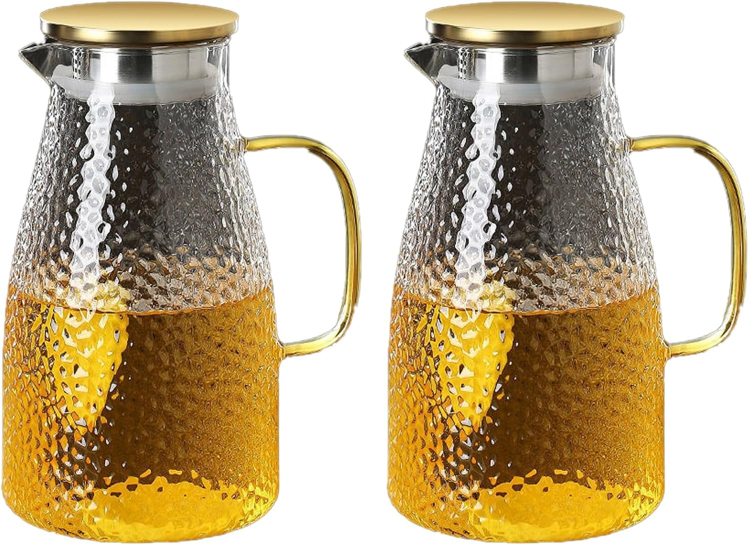 2 Pack Glass Pitcher With Lid,68oz/2000ml Glass Pitcher with Handle ...