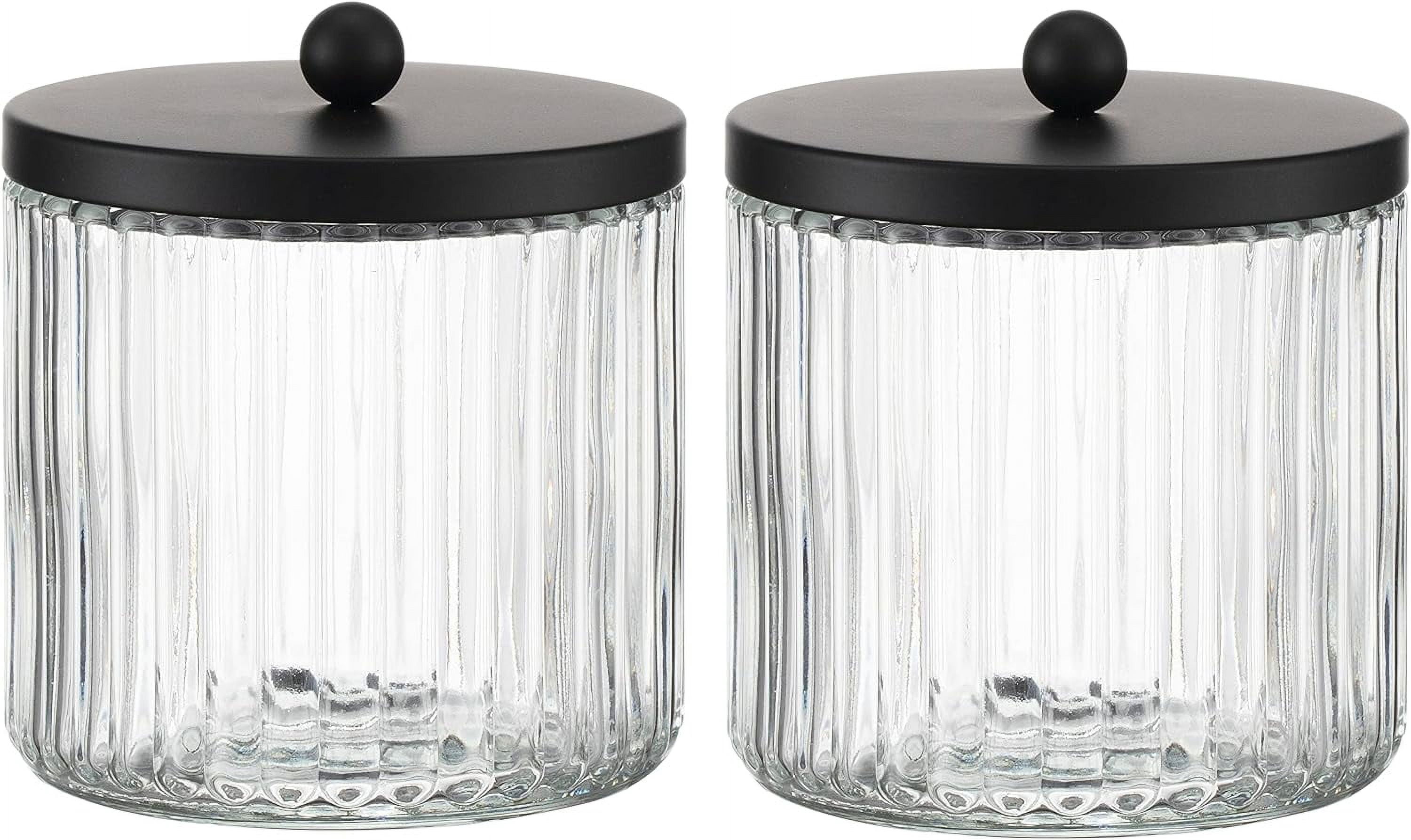 2-Pack Glass Qtip Holder Dispenser Set - Bathroom Canister Storage ...