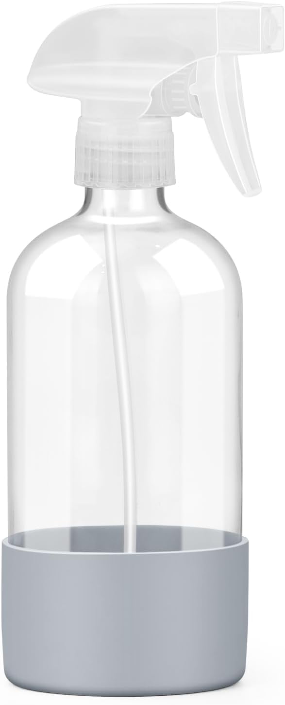 2 Pack Glass Spray Bottles with Silicone Sleeve, 16 oz Empty Refillable ...