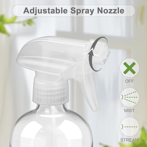 2 Pack Glass Spray Bottles with Silicone Sleeve, 16 oz Empty Refillable ...