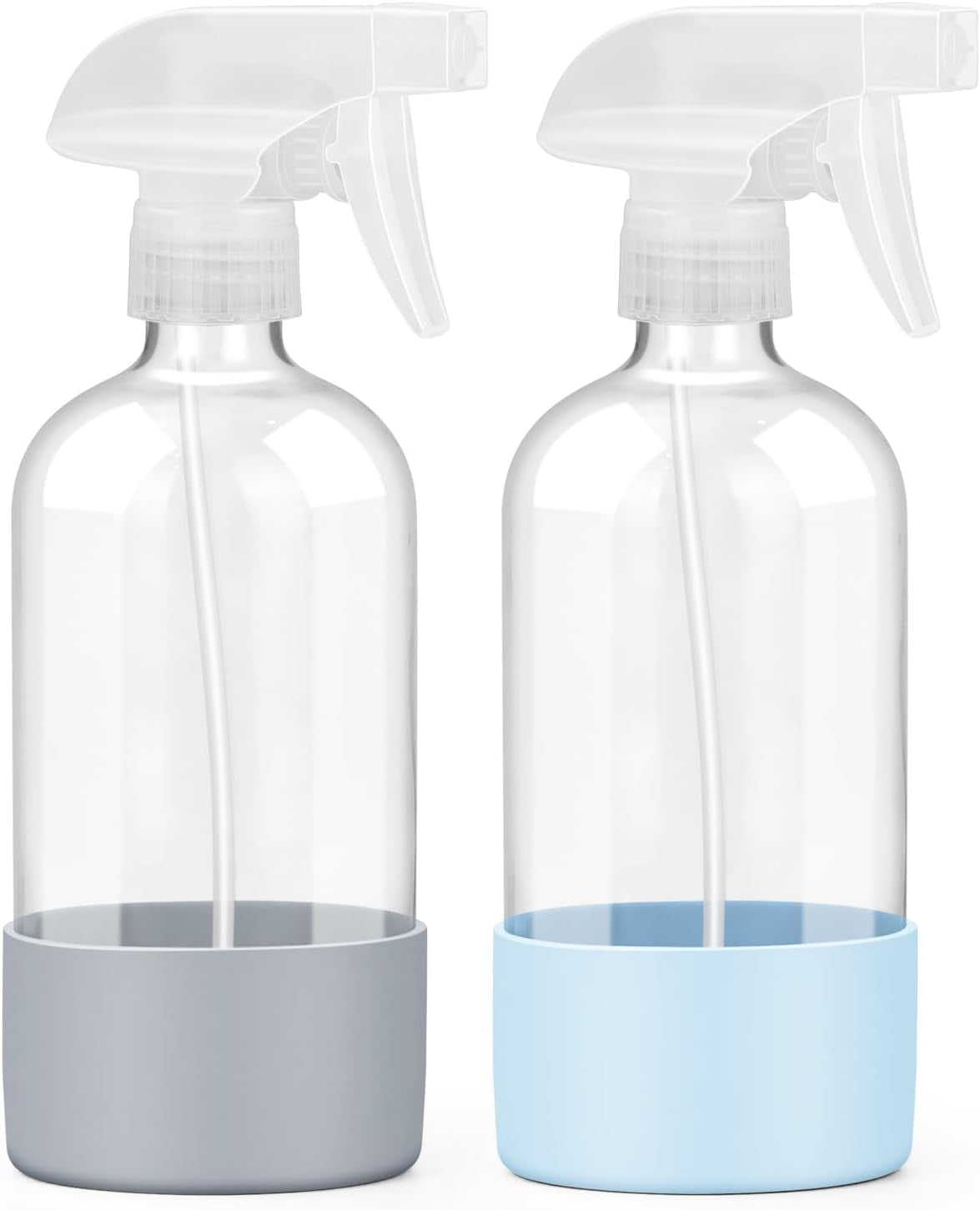 2 Pack Glass Spray Bottles with Silicone Sleeve, 16 oz Empty Refillable ...
