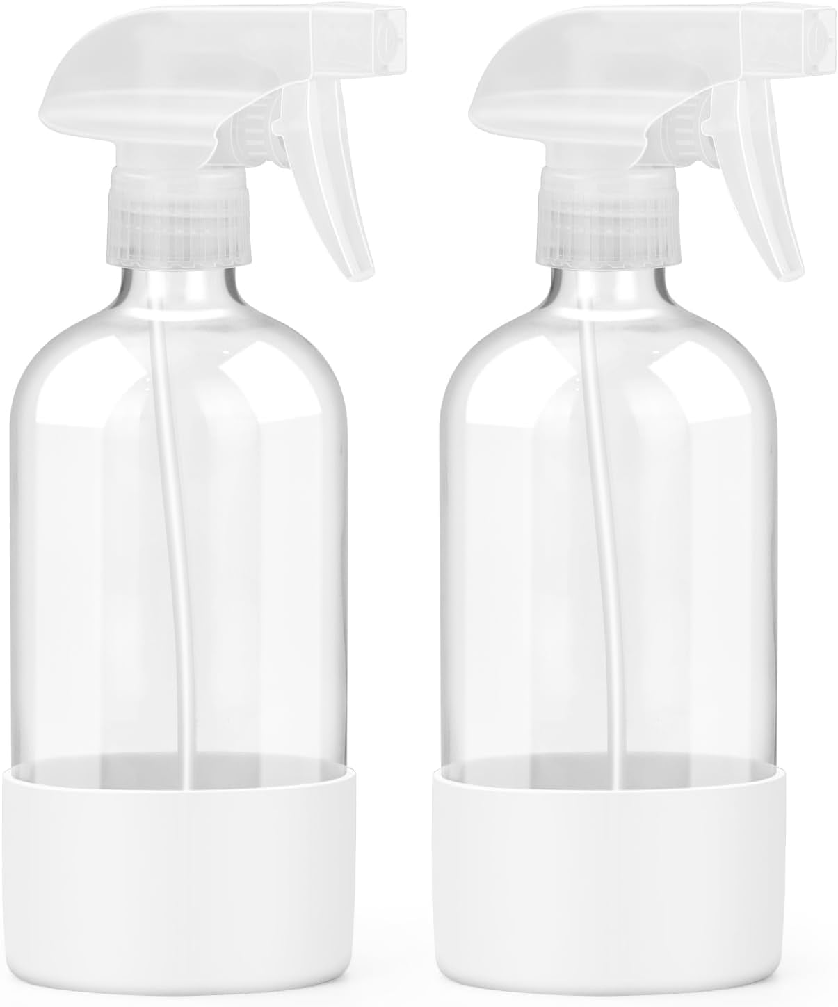 2 Pack Glass Spray Bottles with Silicone Sleeve, 16 oz Empty Refillable ...