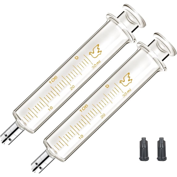 2 Pack Glass Syringes with Caps 30ml for Laboratory - Walmart.com