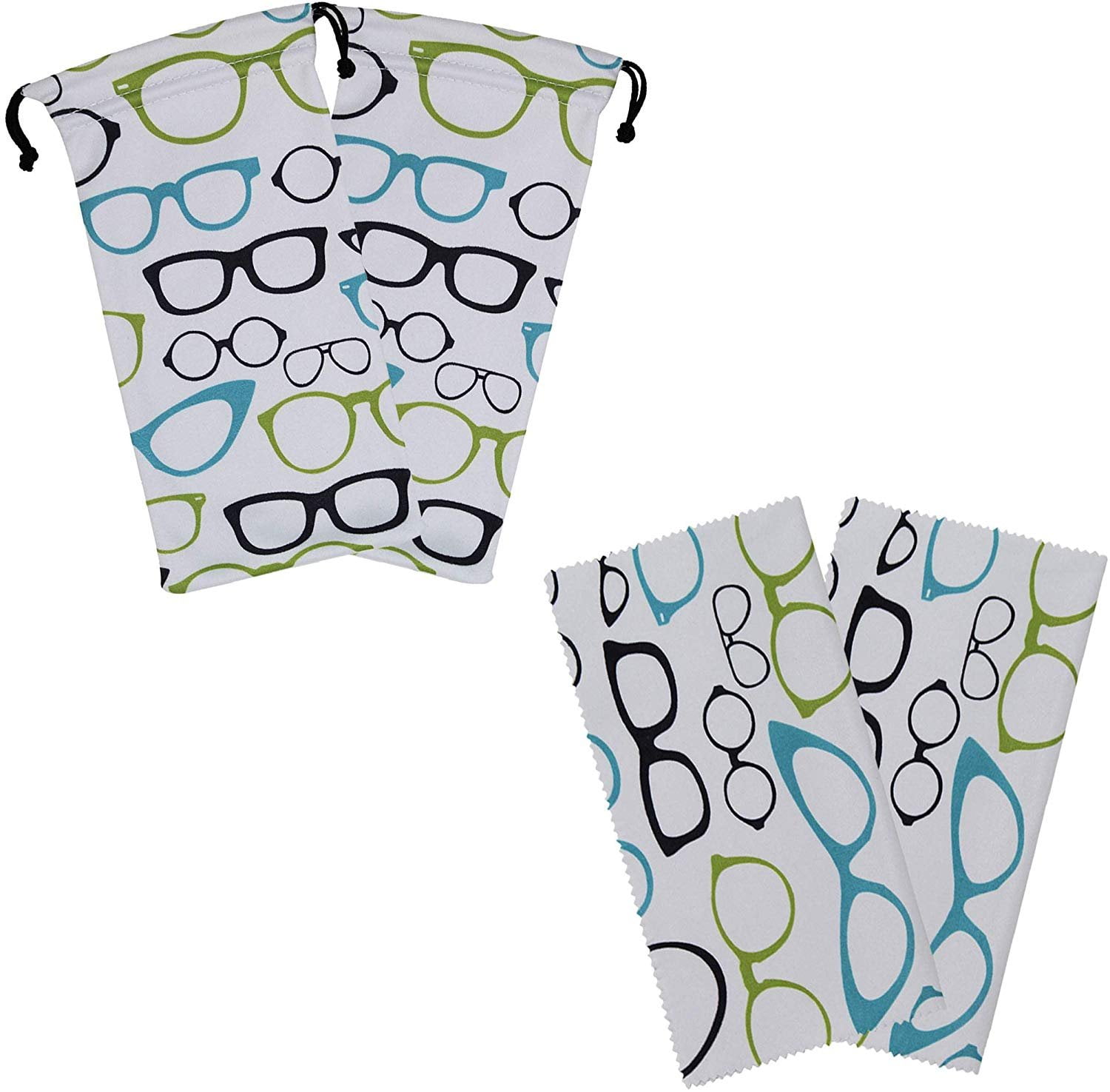 2 Pack Glasses Drawstring Soft Case With Glasses Cleaning Cloth For ...