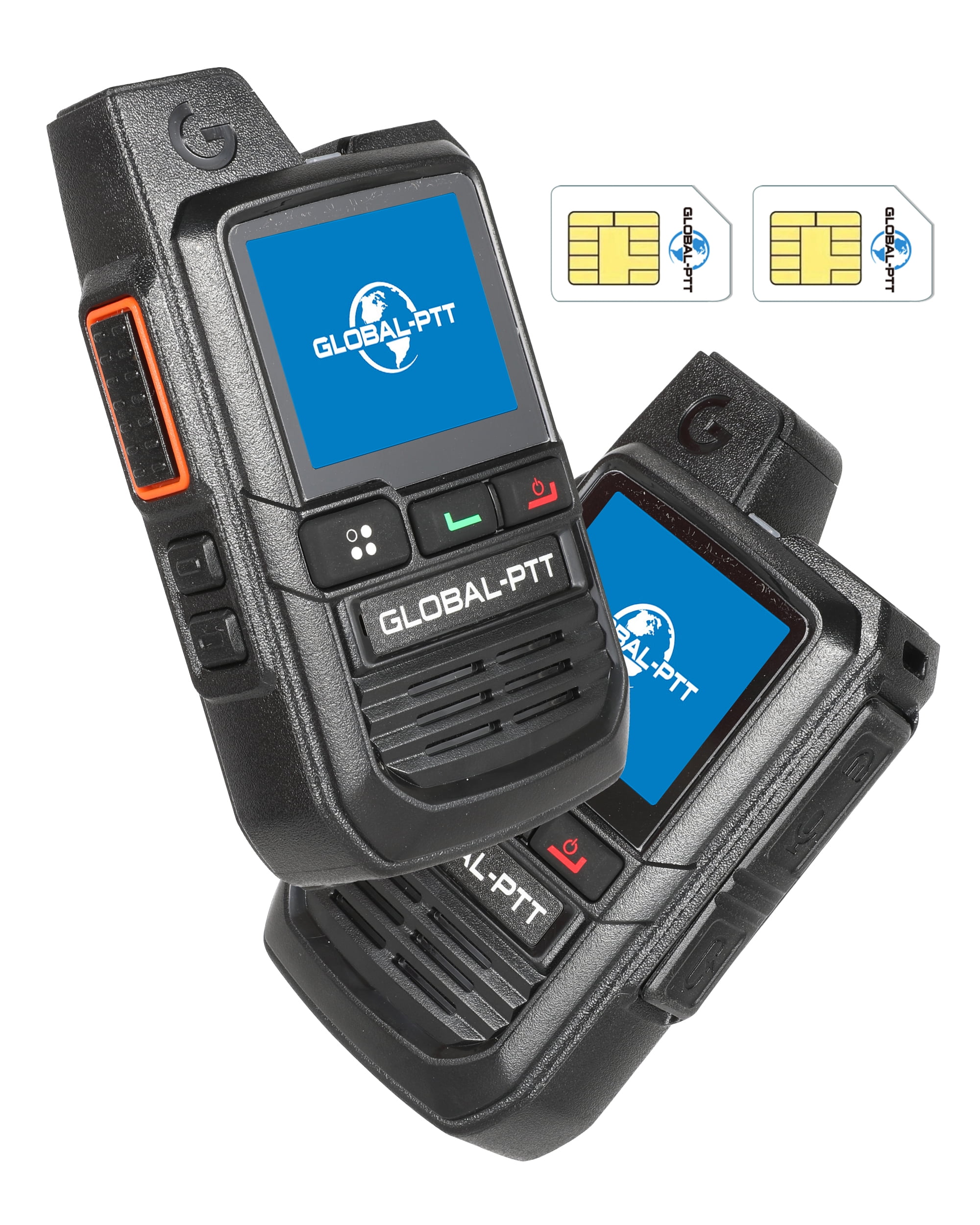 2-Pack Global Walkie Talkies with Sim Cards - Handheld PoC Two Way ...