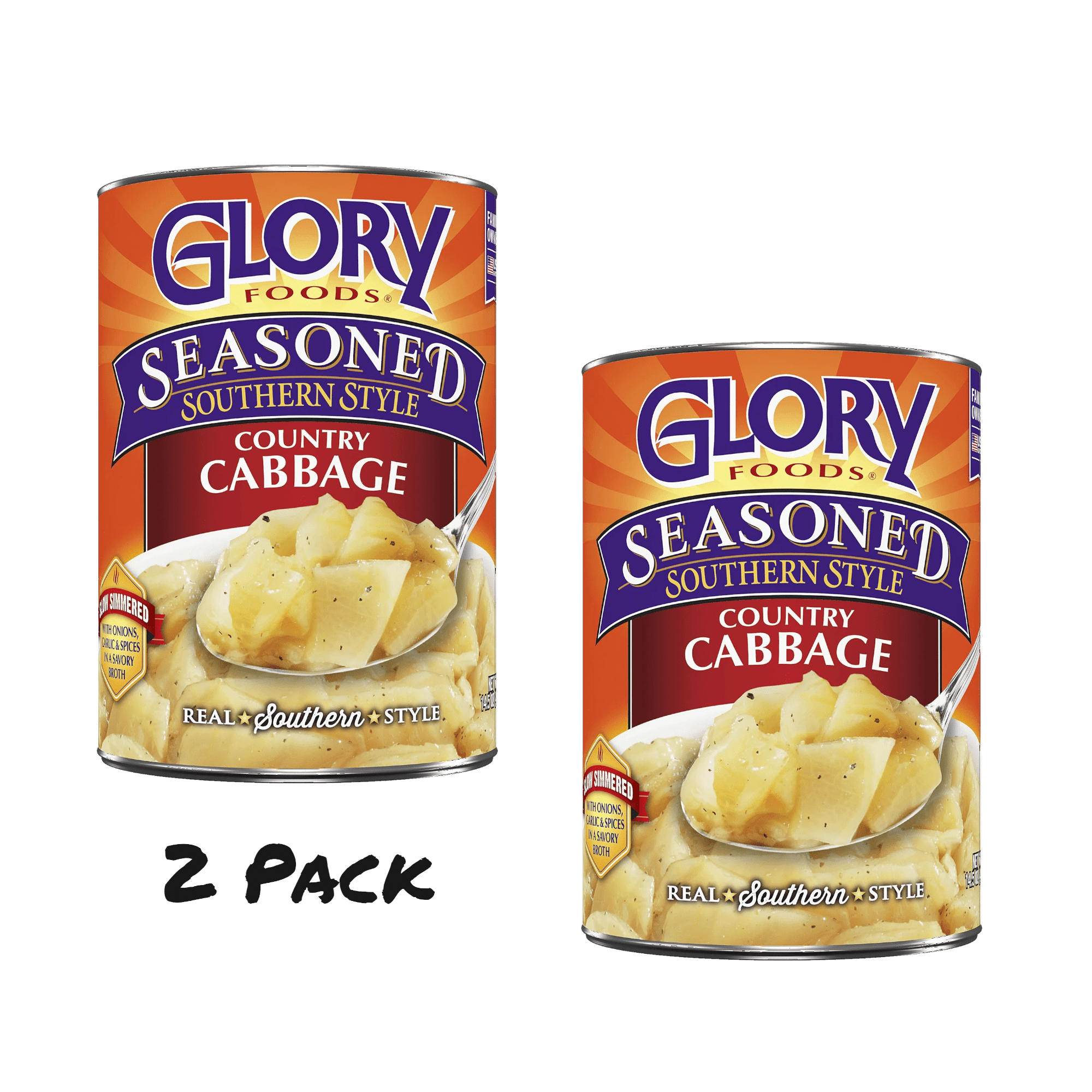 GLORY Foods Canned Seasoned Country Cabbage, 2 Pack, 14.5 oz Each ...