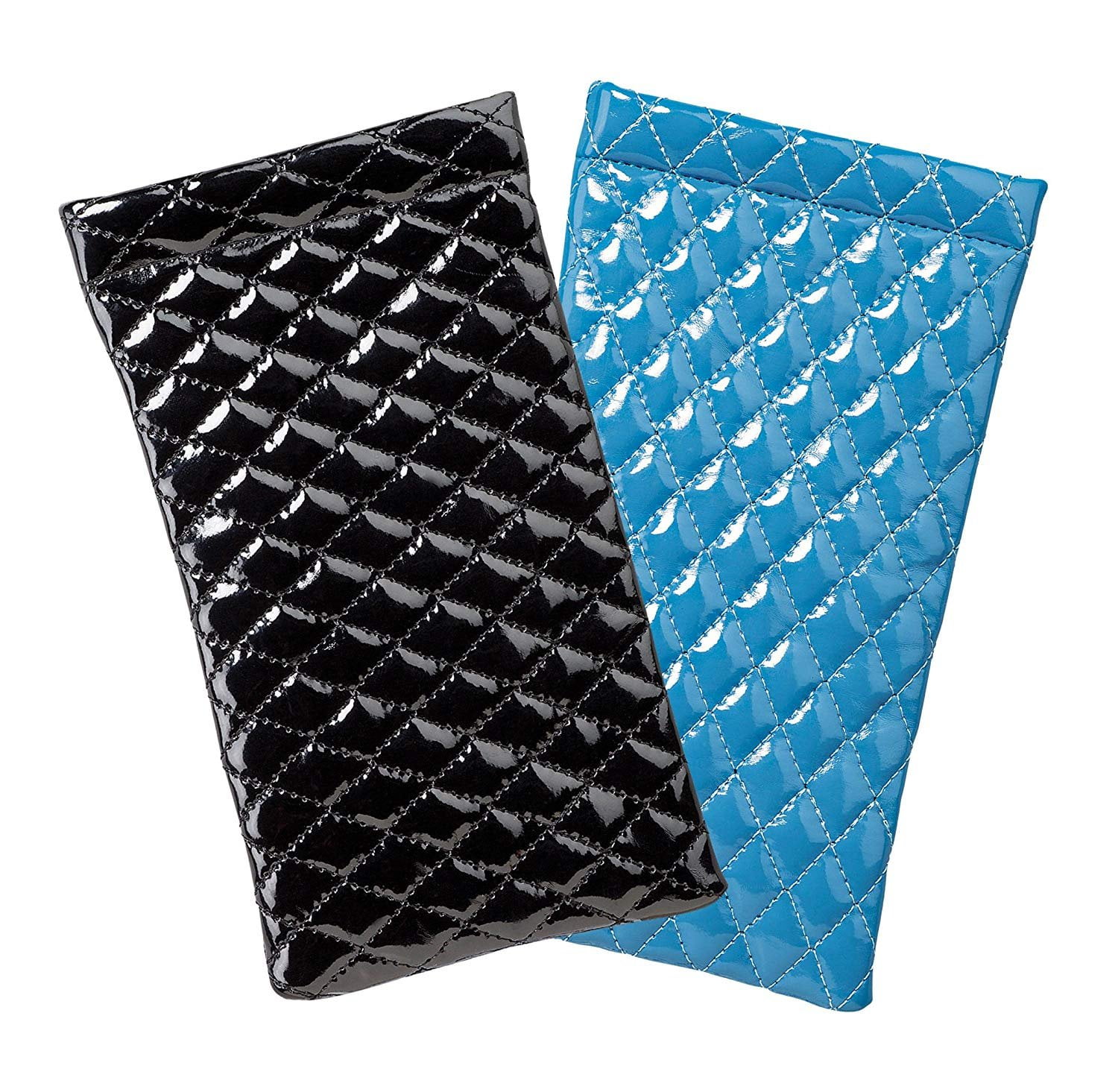 2 Pack Glossy Quilted Spring Top Eyeglass Case For Men & Women, Black ...