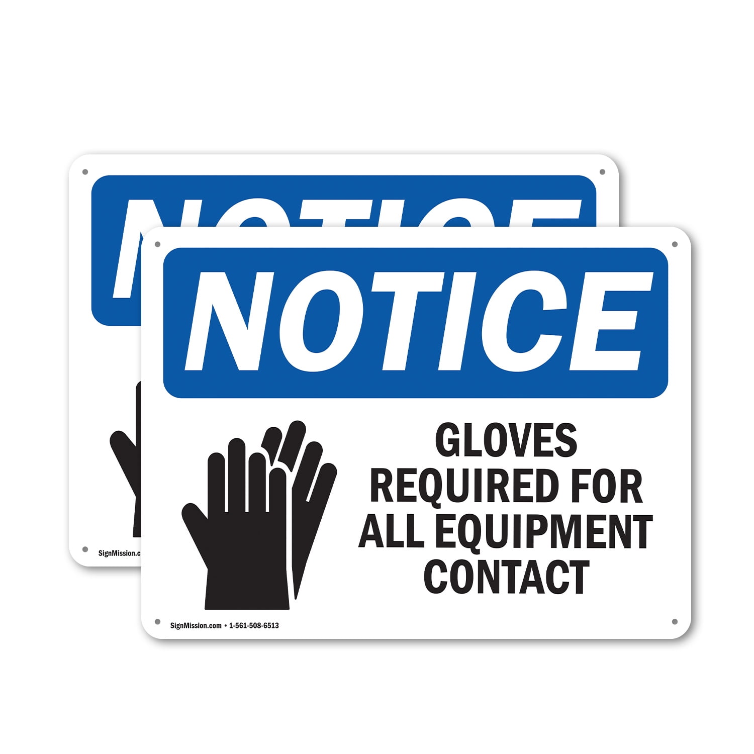(2 Pack) Gloves Required For All Equipment OSHA Notice Sign 18 Inch X ...
