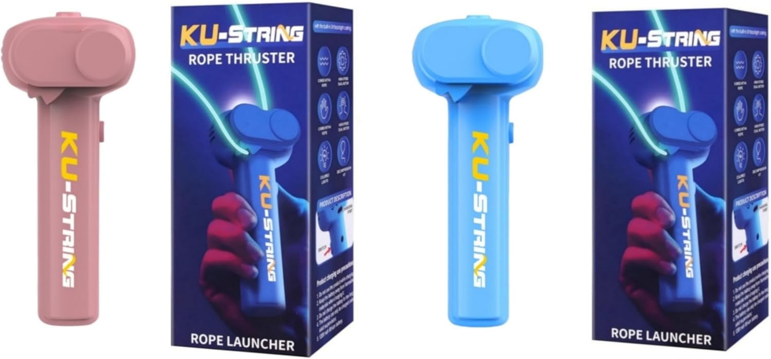 2 Pack Glow in The Dark Rope Launcher Propeller.Hand held Novelty Fun Lasso Pressure Reducer ...