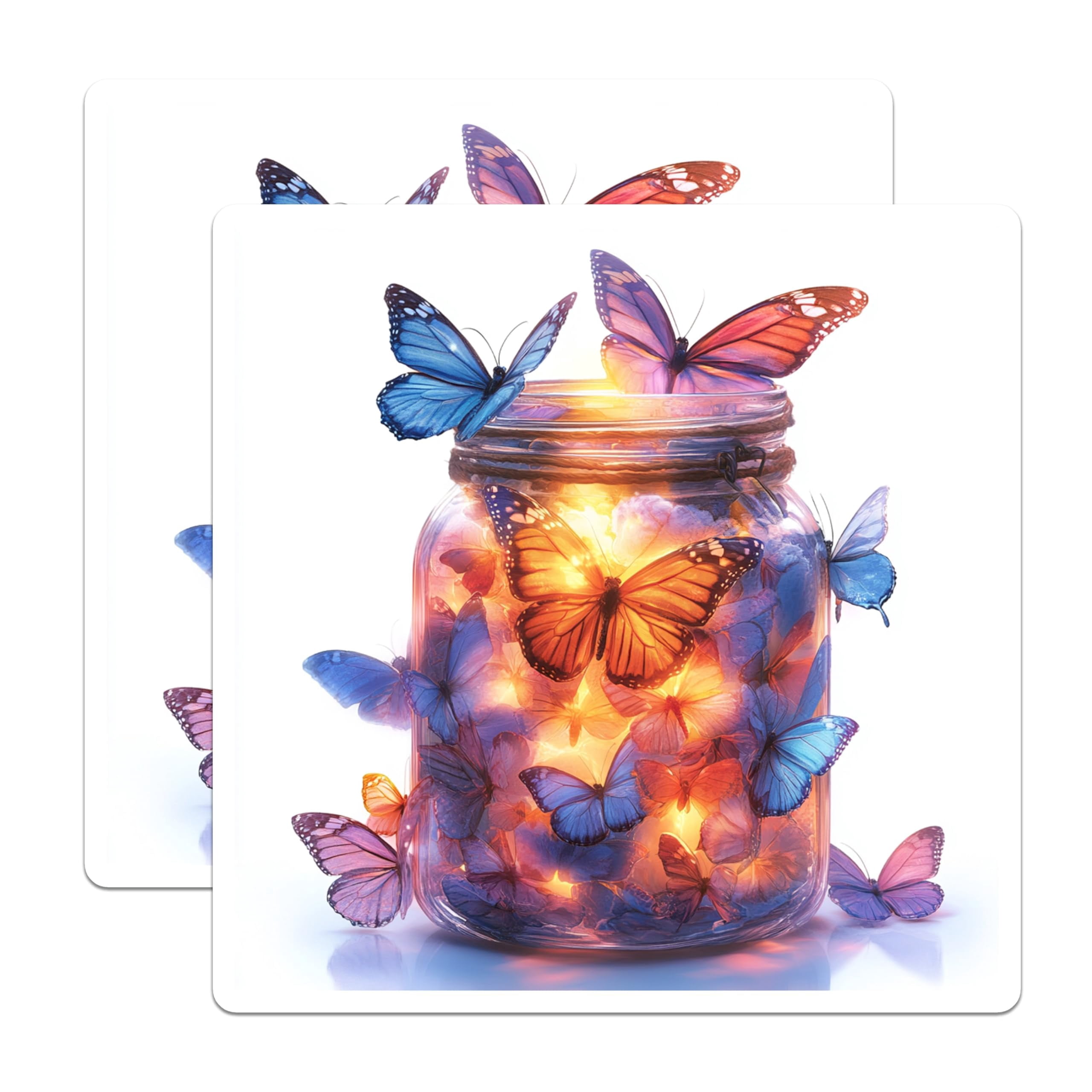 (2 Pack) Glowing Butterfly Jar Stickers - Enchanted Mason Jar ...