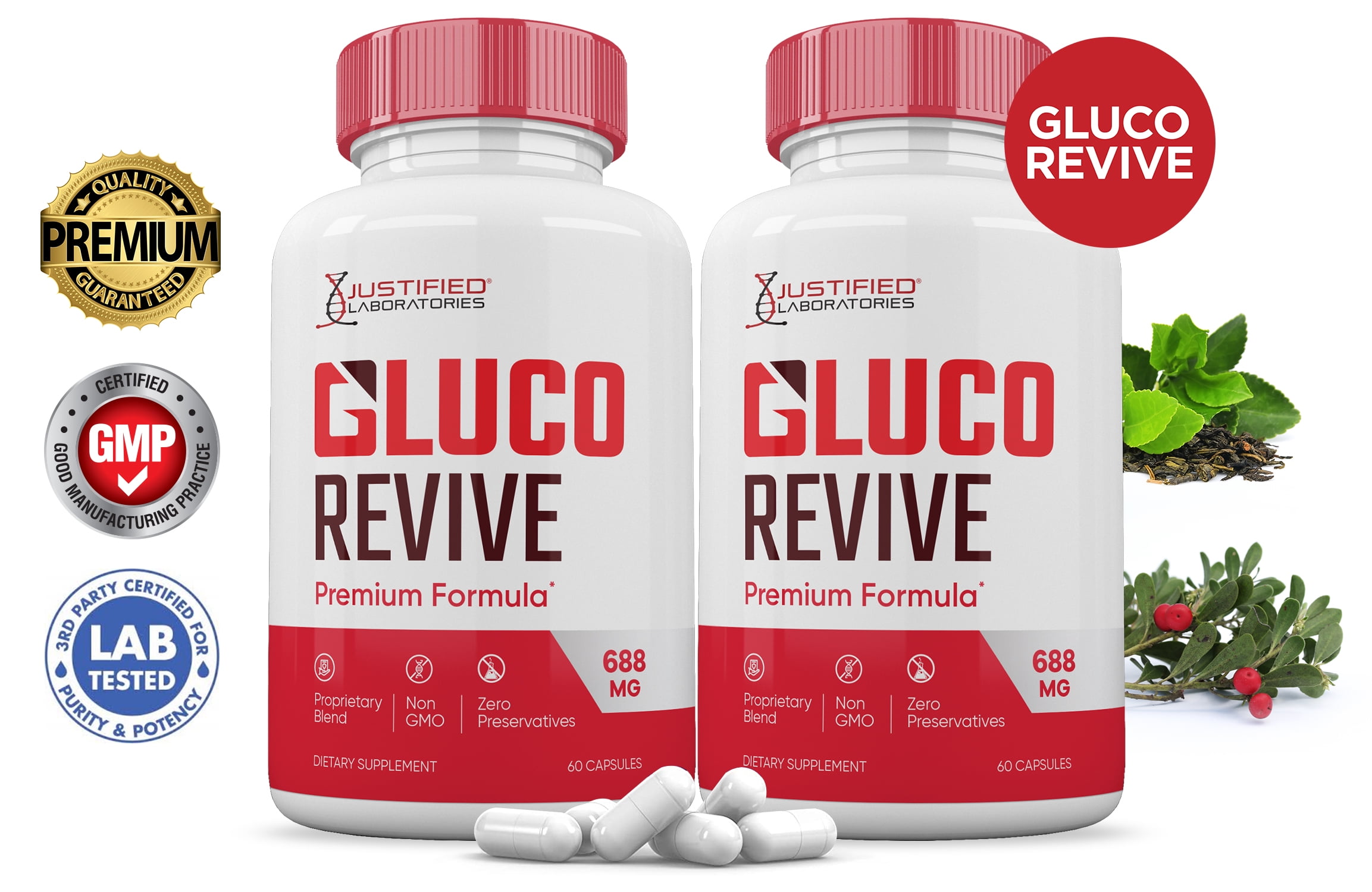 (2 Pack) Gluco Revive Premium Formula 688MG Glucorevive Glycogen ...